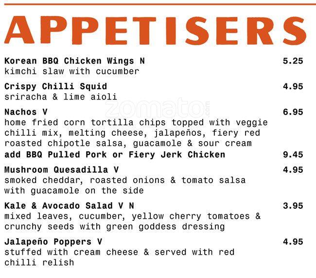 Menu at Giraffe Burgers & Cocktails restaurant, London, Browning Court