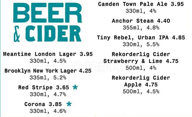 Menu at Giraffe Burgers & Cocktails restaurant, London, Browning Court