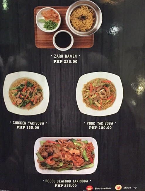 Menu at Ramen Cool restaurant, Manila, 4/L