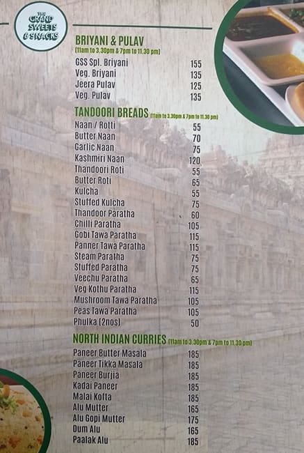 Menu at The Grand Sweets And Snacks - Chetpet, Chennai