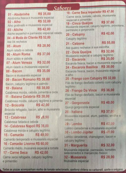 Di Roma Pizzaria e Forneria de Massas Menu - Zomato Brasil