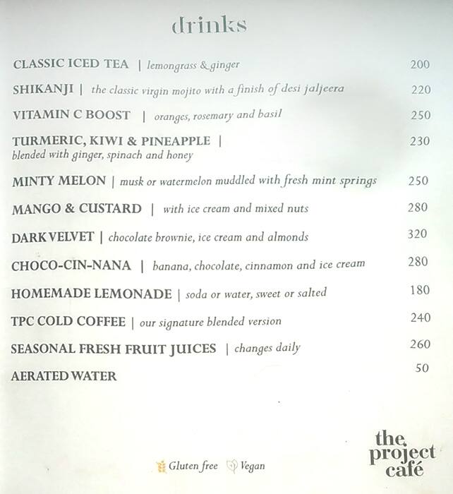 Menu at The Project Cafe, Ahmedabad