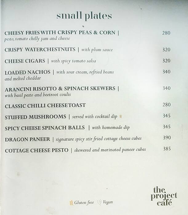 Menu at The Project Cafe, Ahmedabad