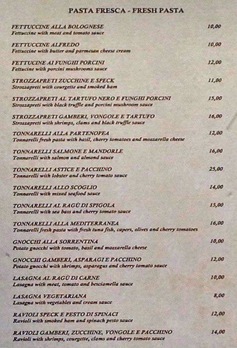 Menu at Ristorante Pizza Roma, Rome, Via in Arcione