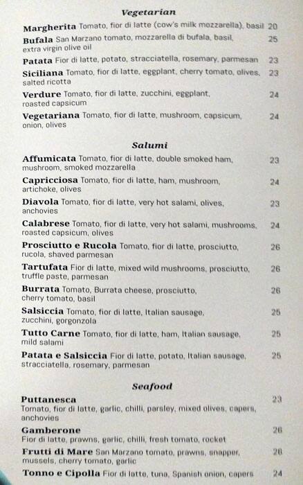 Menu at Arte Bianca Restaurant, Double Bay