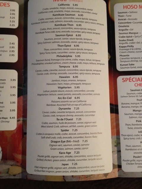 Menu au Hasu Sushi & Wok restaurant, Kirkland