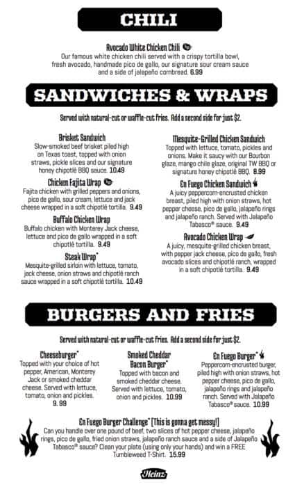 Menu at Tumbleweed Tex Mex Grill & Margarita Bar, Wooster