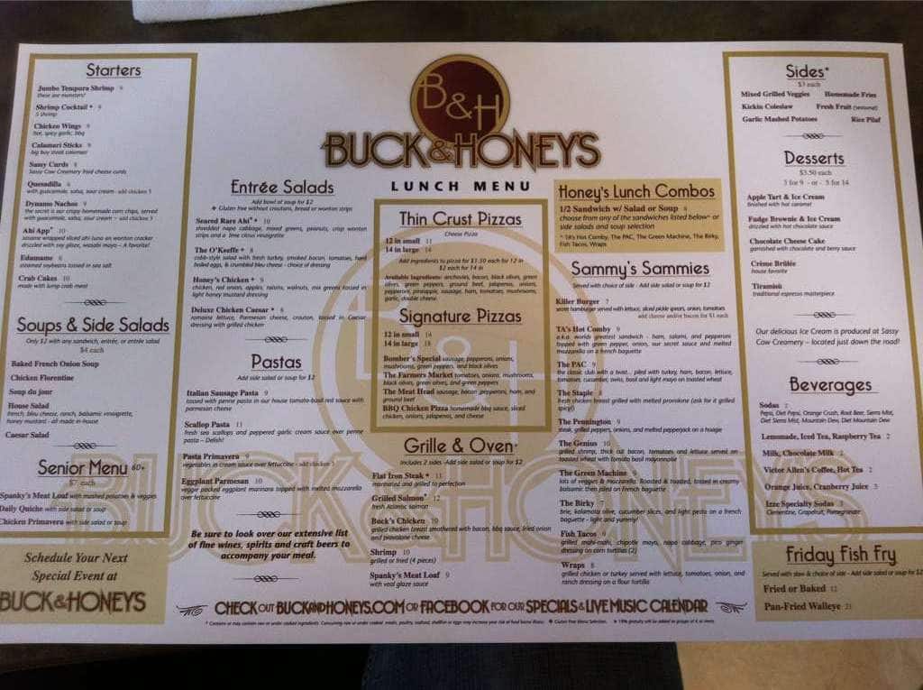 Buck & Honey's a Madison: Foto del Menu con Prezzi - Urbanspoon/Zomato