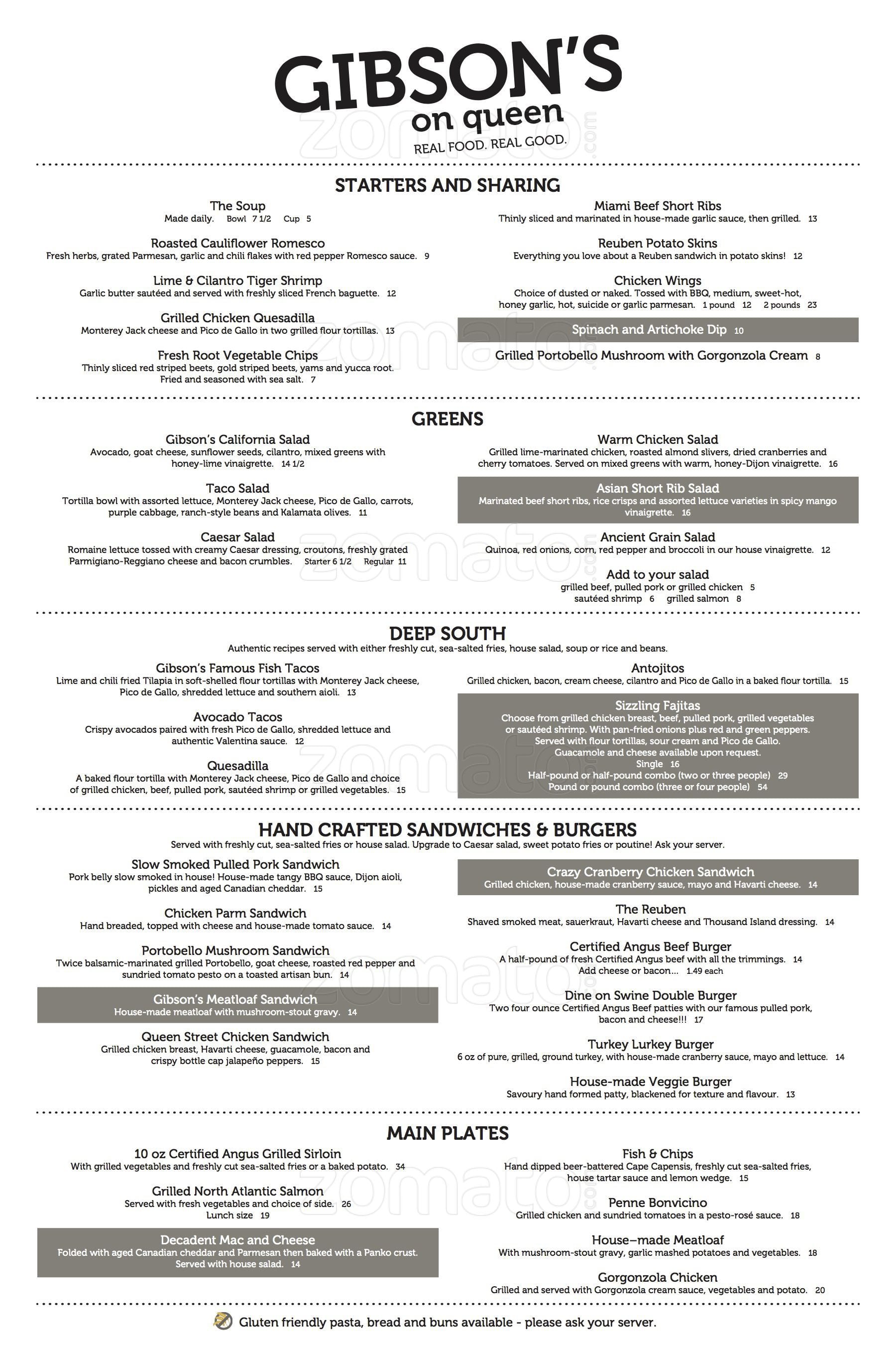 Menu au Définitivement fermé - The Southern Cross restaurant, Ottawa