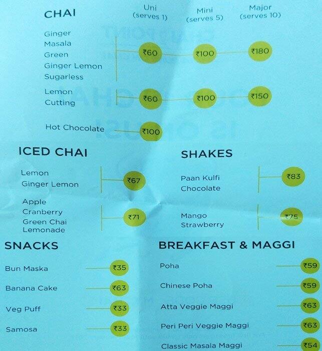 Menu of Chai Point, Mira Road, Mumbai