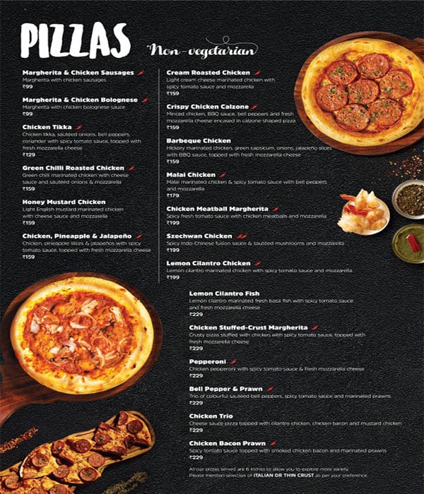 Menu at Onesta, Gurugram