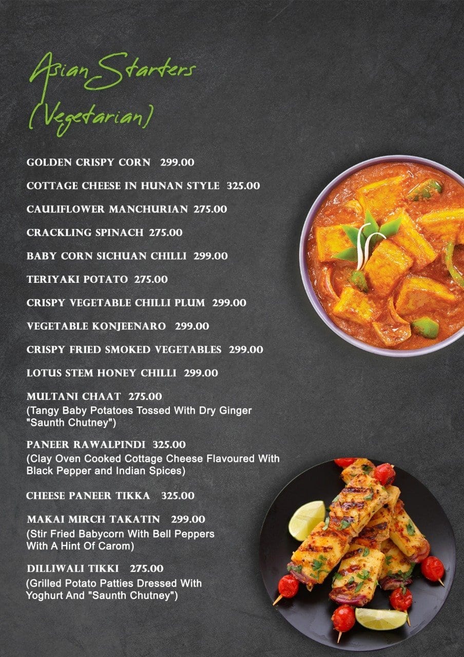 Menu at King of Asia, Chennai