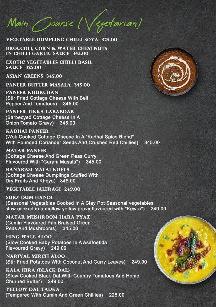 Menu at King of Asia, Chennai