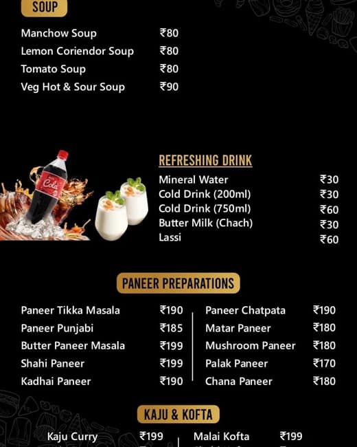 Menu of Skyz Cafe And Restaurant, By Pass Road (South), Indore