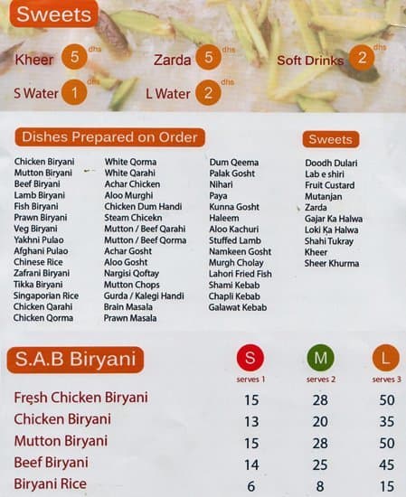 Syed Al Biryani Restaurant Menu - Zomato