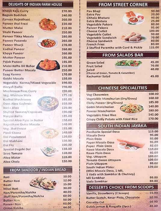 Menu of Thali House, Sindhi Camp, Jaipur