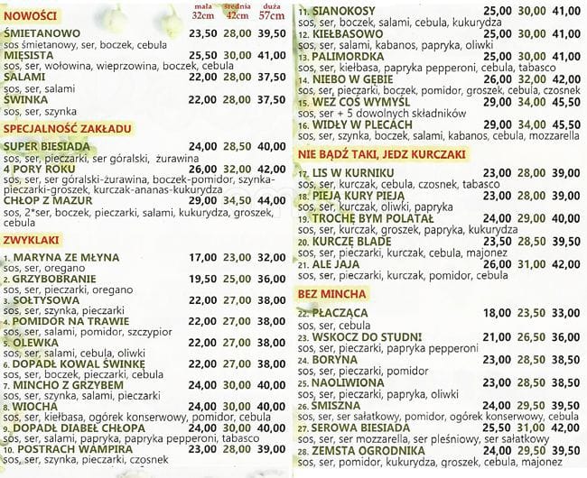 Biesiadowo menu, Menu restauracji Biesiadowo, Żoliborz, Warszawa ...