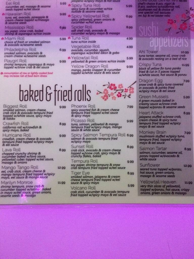 Menu at Naru Japanese Restaurant, Southaven