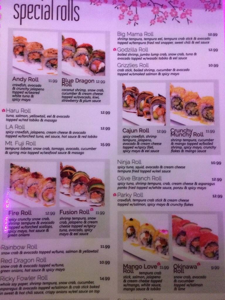 Menu at Naru Japanese Restaurant, Southaven