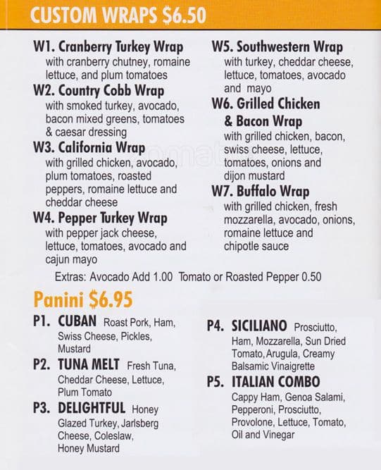 Menu at Elim Deli Cafe, West New York