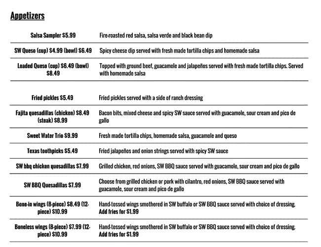 Menu at Sweetwater Grill pub & bar, Royse City, TX-276