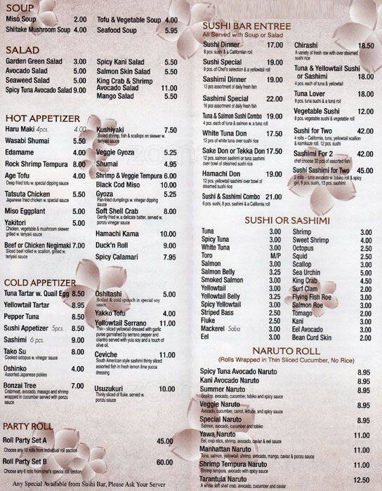 Akimoto Sushi Menu Menu For Akimoto Sushi Tribeca New York City Urbanspoonzomato