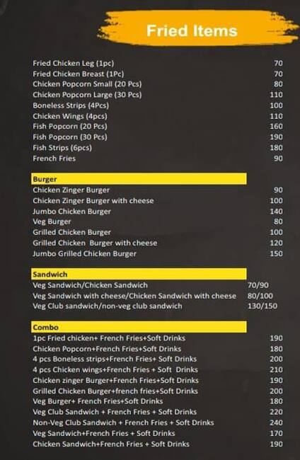 Menu of Kisholoy, Chinar Park, Kolkata