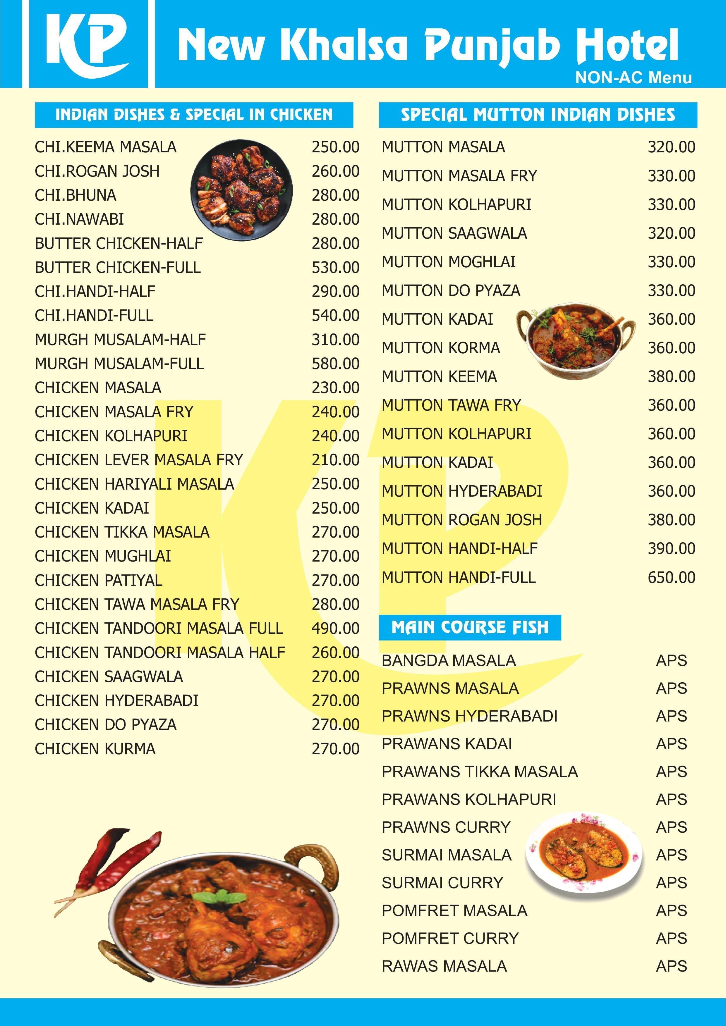 Menu at Khalsa Punjab Restaurant & Bar, Mumbai, Chakala Rd