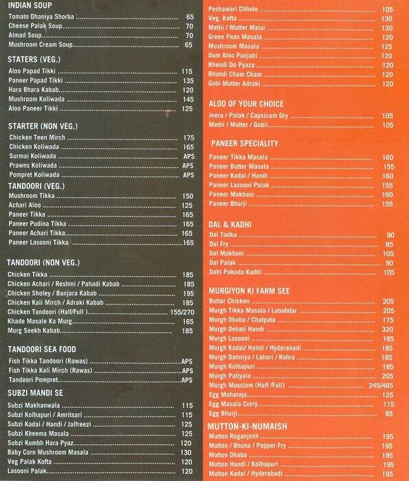 Menu at Vedha, Mumbai, Next Modi Hyundai showroom