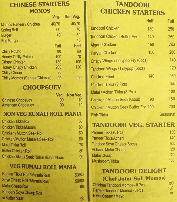 Chef Joint Menu, Menu for Chef Joint, Jangpura, New Delhi - Zomato