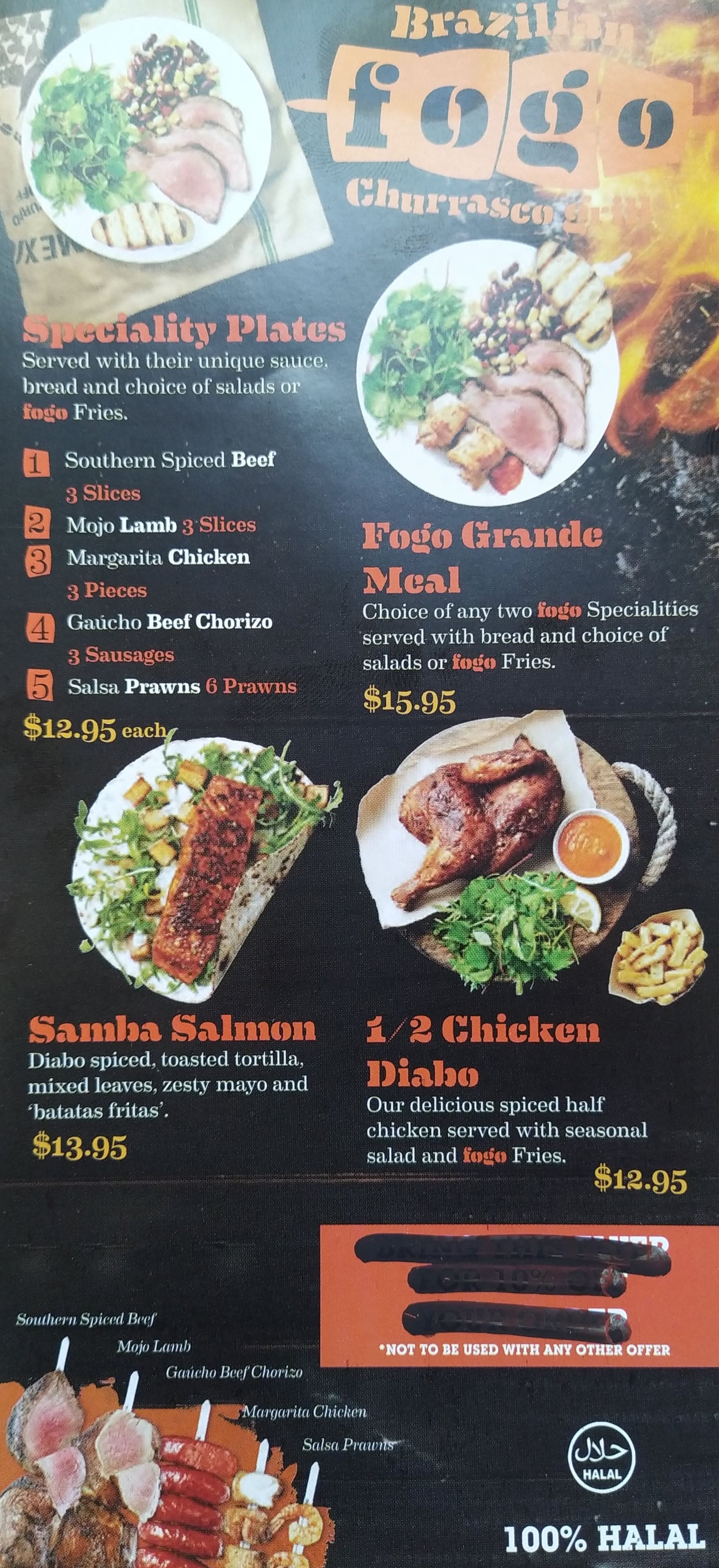 Menu at Fogo Brasilian Churrasco restaurant, Rouse Hill