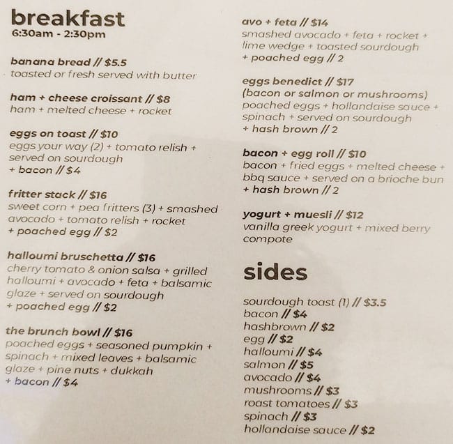 Menu at Dockside Cafe & Kitchen, Kangaroo Point