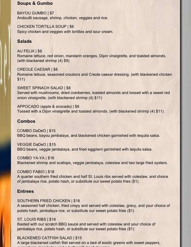 Menu at DaDeO pub & bar, Edmonton