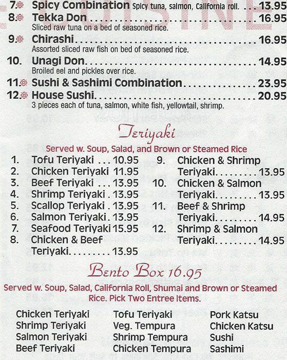Carta del restaurante Z.Wei, Exton