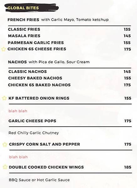 Menu at Hotel GreenPark, Begumpet, Hyderabad