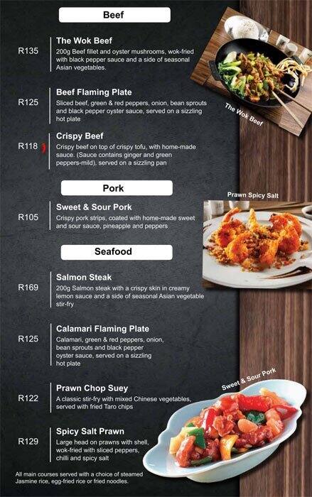 Menu at Brazen Music Cafe, Pretoria