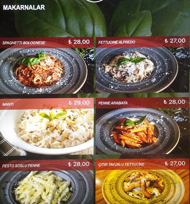 Menu at Aura Balat, Istanbul