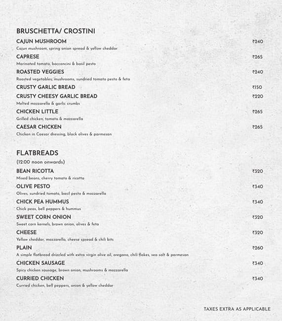 Menu at Town Coffee 2.0, Jaipur