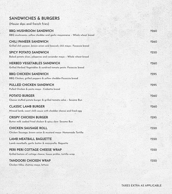 Menu at Town Coffee 2.0, Jaipur