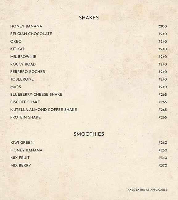 Menu at Town Coffee 2.0, Jaipur