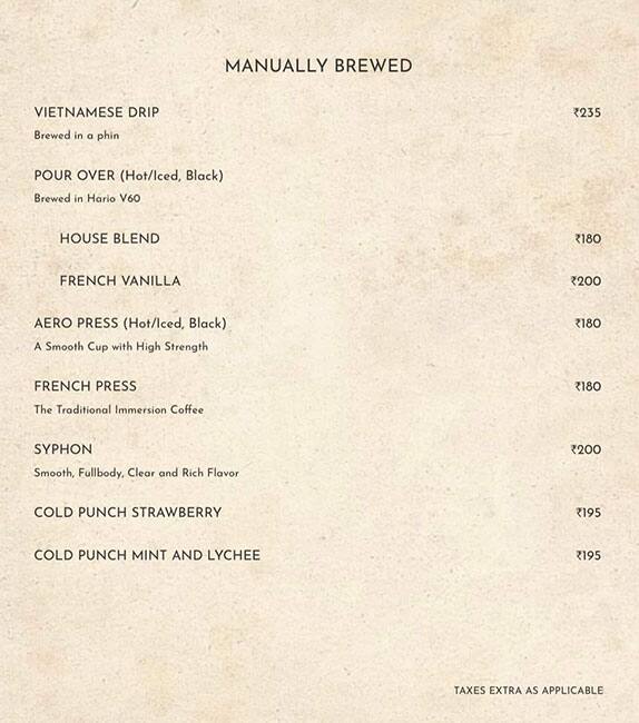 Menu at Town Coffee 2.0, Jaipur