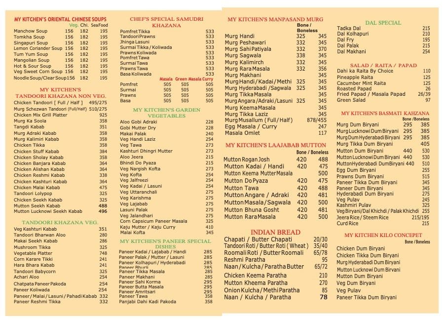 Menu of My Kitchen Goregaon, Goregaon East, Mumbai