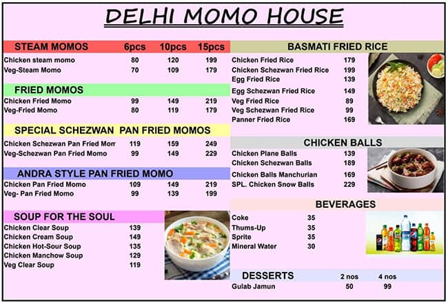 Menu of Delhi Momo House, Marathahalli, Bangalore