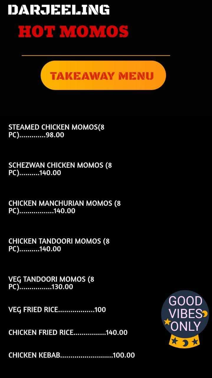 Menu of Darjeeling Hot Momos, Hebbal, Bangalore
