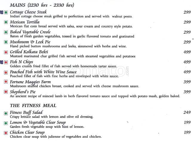 Menu at Zodiac - Fortune Select Loudon, Kolkata, 21B