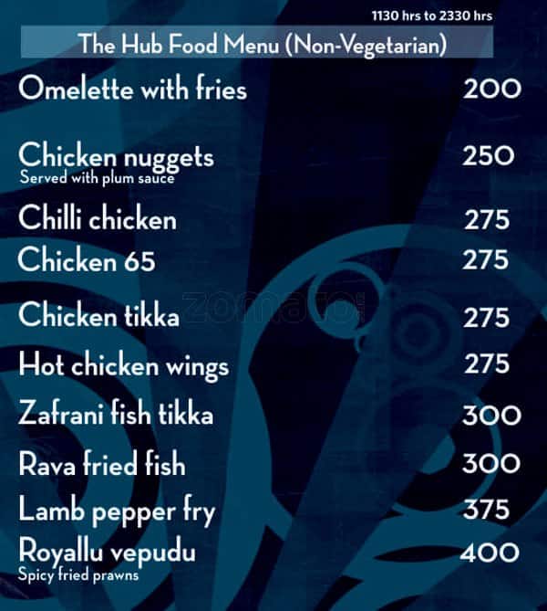 Menu at The Hub, Bengaluru, Novotel & Ibis