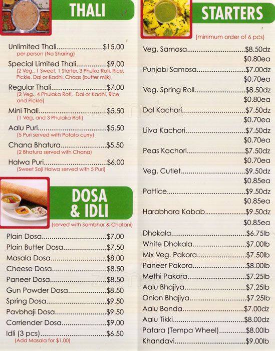 Menu at Kala's Kitchen, Toronto