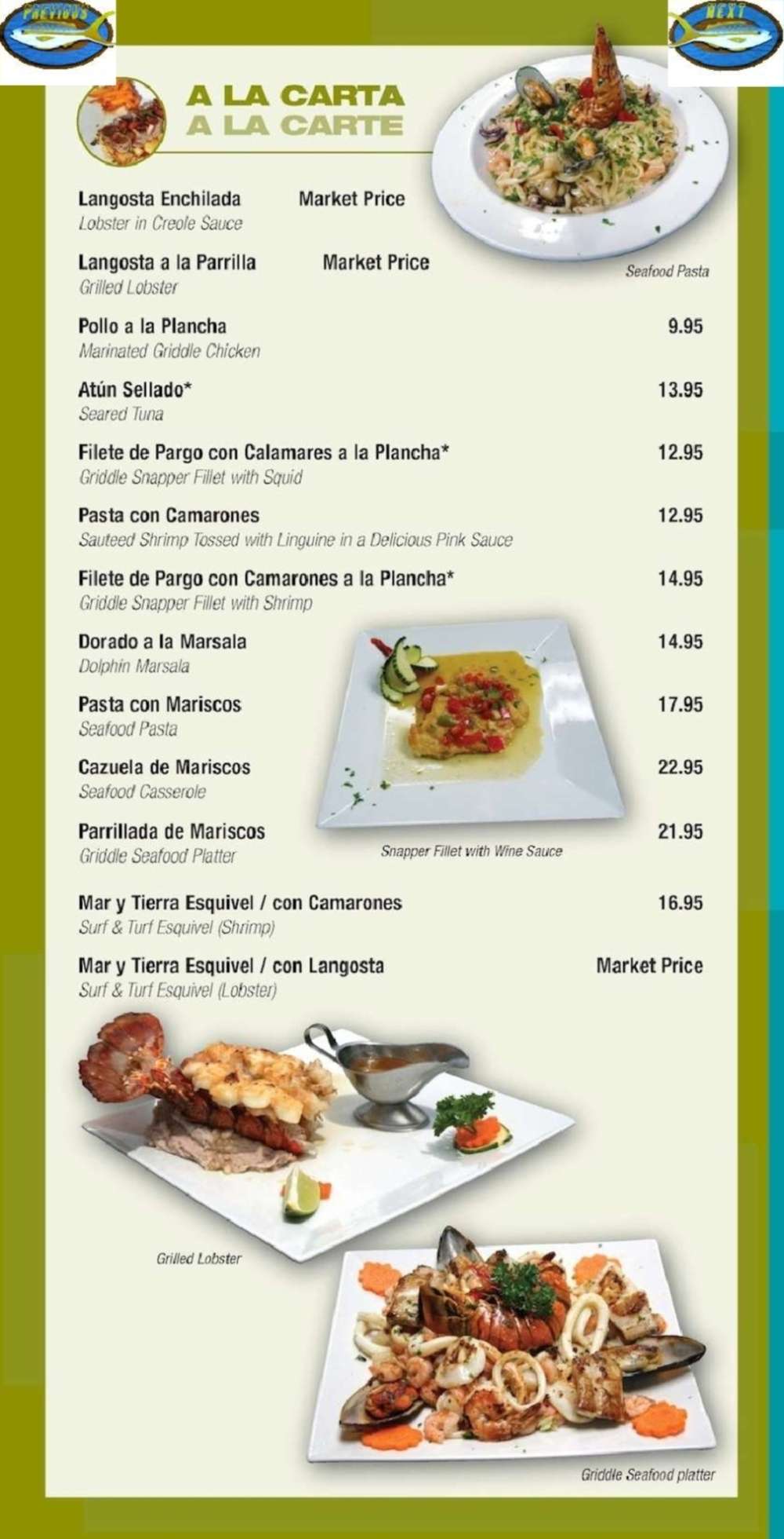 Menu at Cayo Esquivel Seafood restaurant, Hialeah Gardens