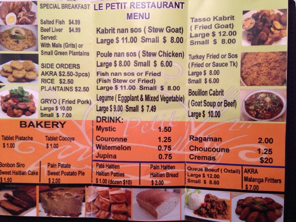 Carta de Le Petit Restaurant & Bakery, Poinciana