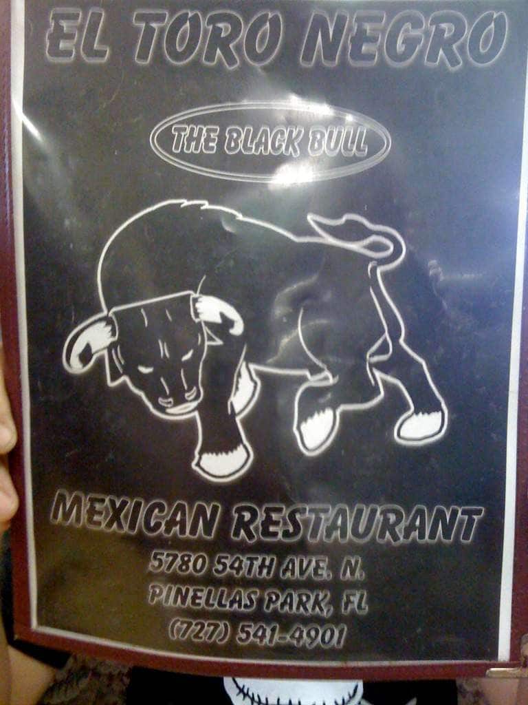 Menu at El Toro Negro (the black bull) mexican buffet y taqueria ...